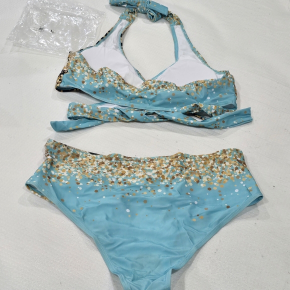 Swim | Leopard Print Turquoise Bikini Set | Poshmark
